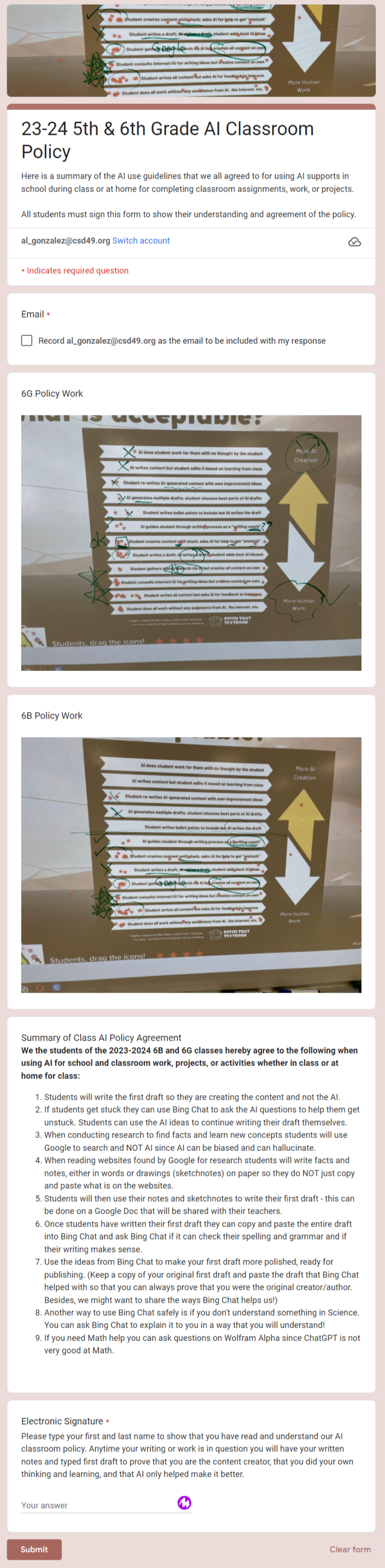 AI Policy in a 5th and 6th Grade Classroom | Mr. Gonzalez's Classroom